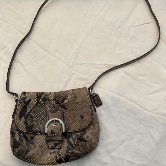 Coach | Bags | Coach Snakeskin Faux And Leather Buckle Crossbody Bag ...